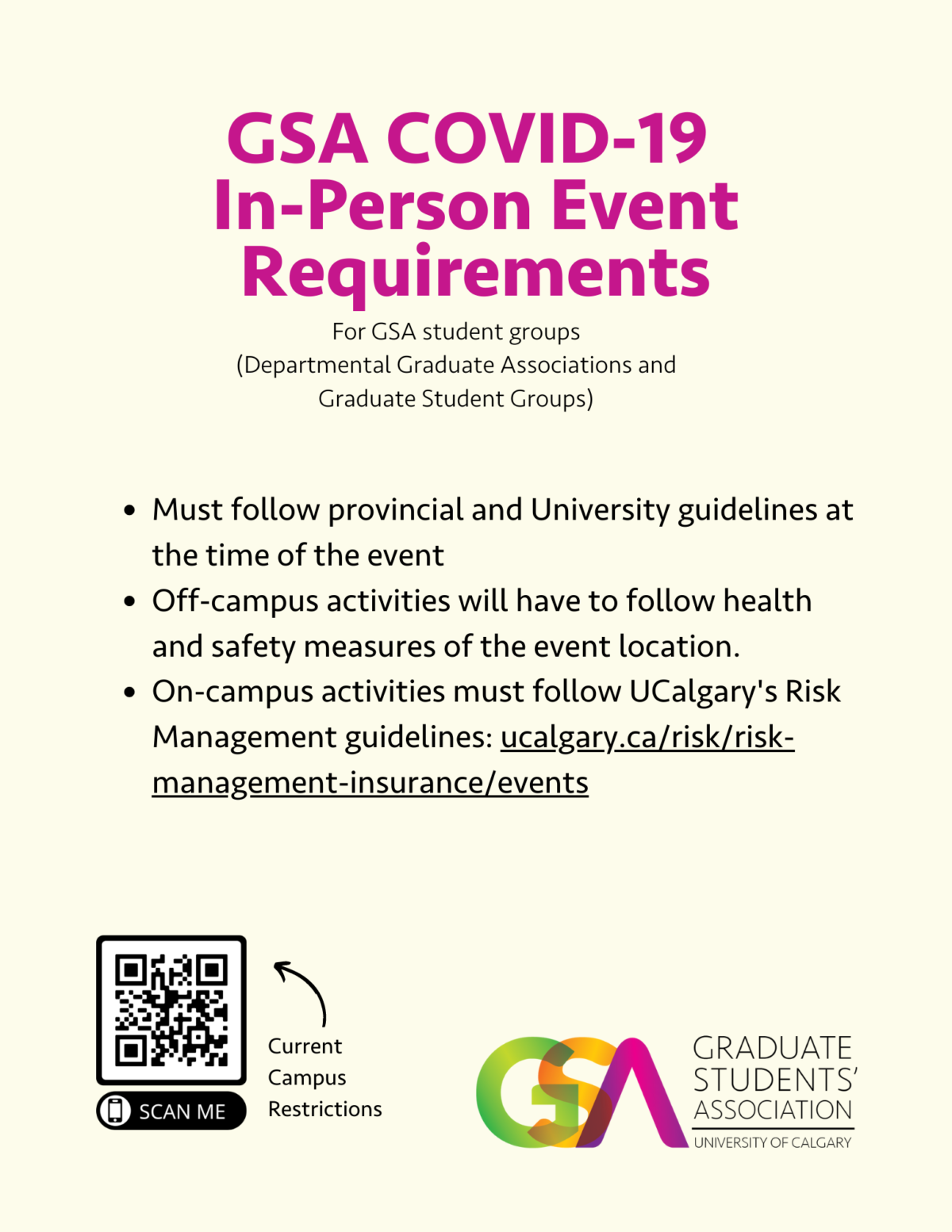 DGA:GSG Event Safety Signage - Graduate Students' Association