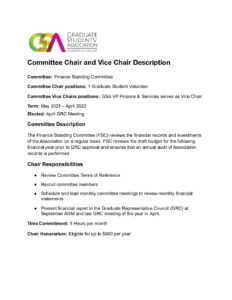 GRC Roles Descriptions - Graduate Students' Association