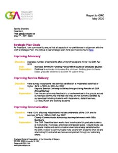 May 2020 GRC Executive Reports - Graduate Students' Association
